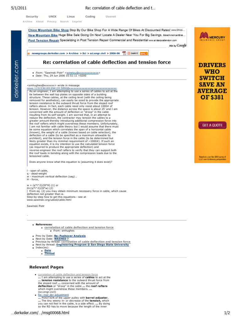 Re - Correlation of Cable Deflection and Tension Force | PDF | Force ...
