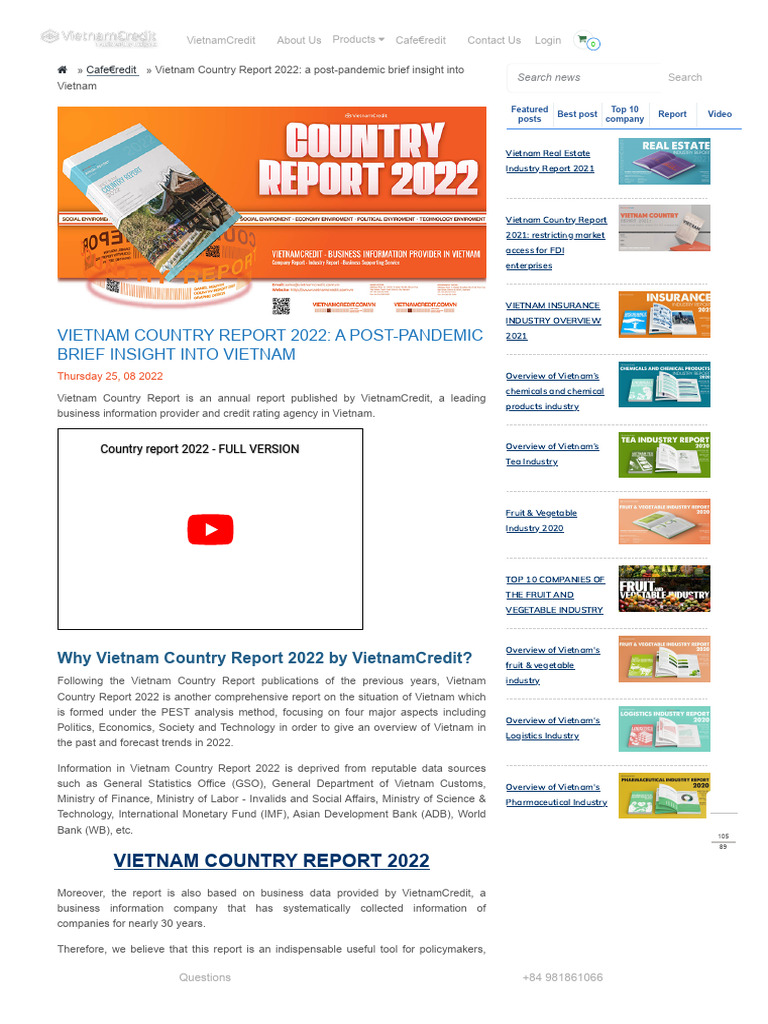 Vietnam Country Report 2022 - A Post-Pandemic Brief Insight Into ...