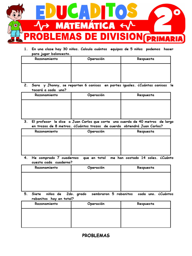 Problemas de división para primaria | PDF
