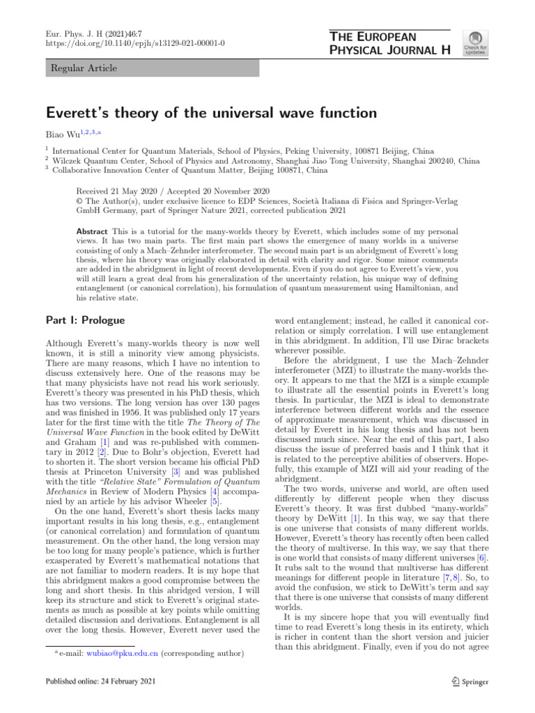 Everett's Theory of Many Worlds | PDF | Quantum Mechanics | Physics