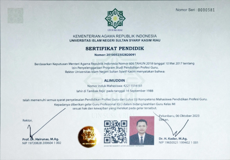 Sertifikat Pendidik ALIMUDDIN | PDF