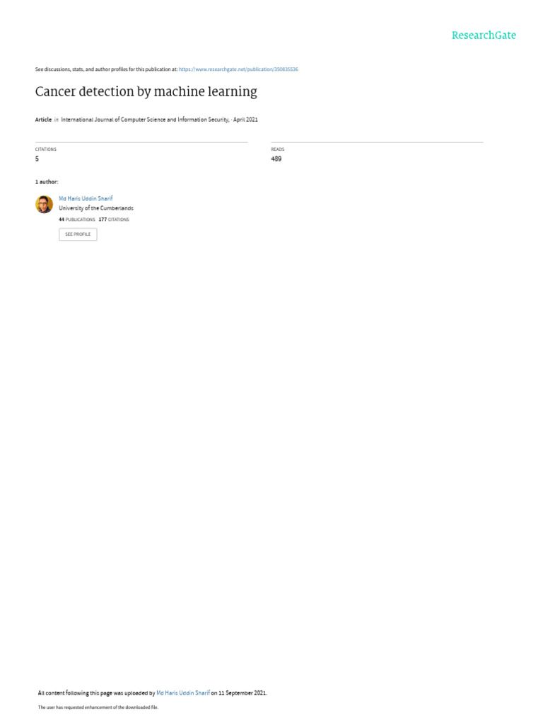 Cancer Detection by Machine Learning | PDF | Cancer | Brain Tumor