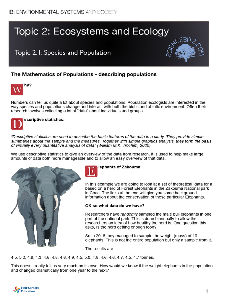 Topic 2.1 Species and Populations - The Mathematics of Populations ...