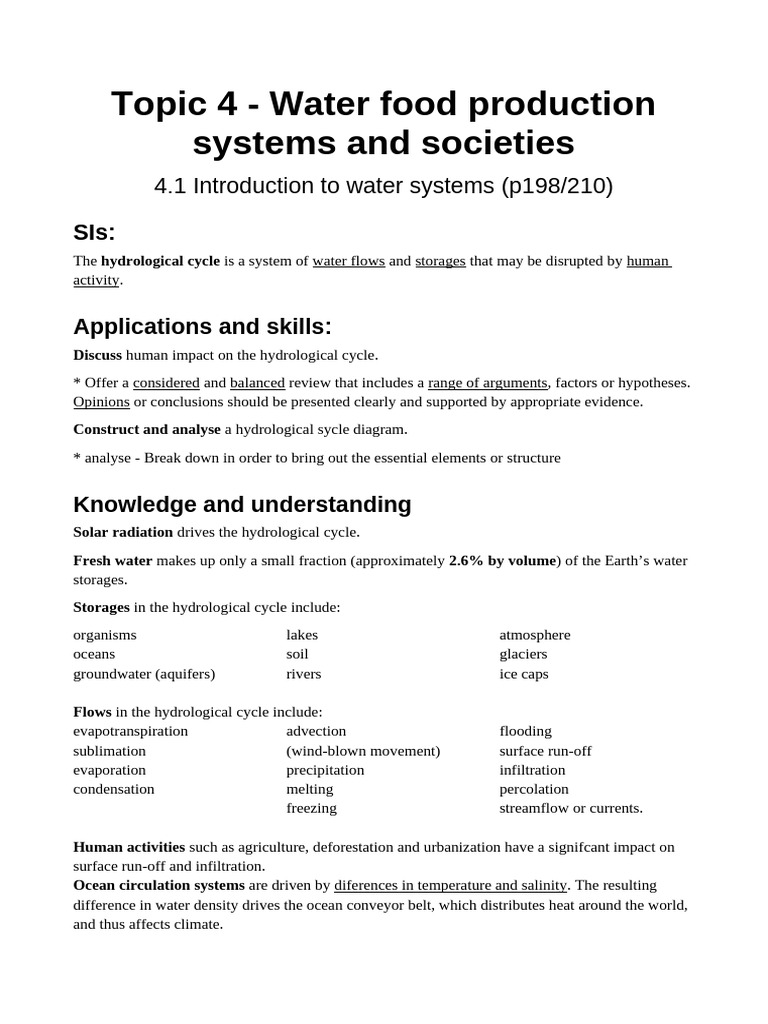 Topic 4 Notes | PDF | Water Cycle | Water