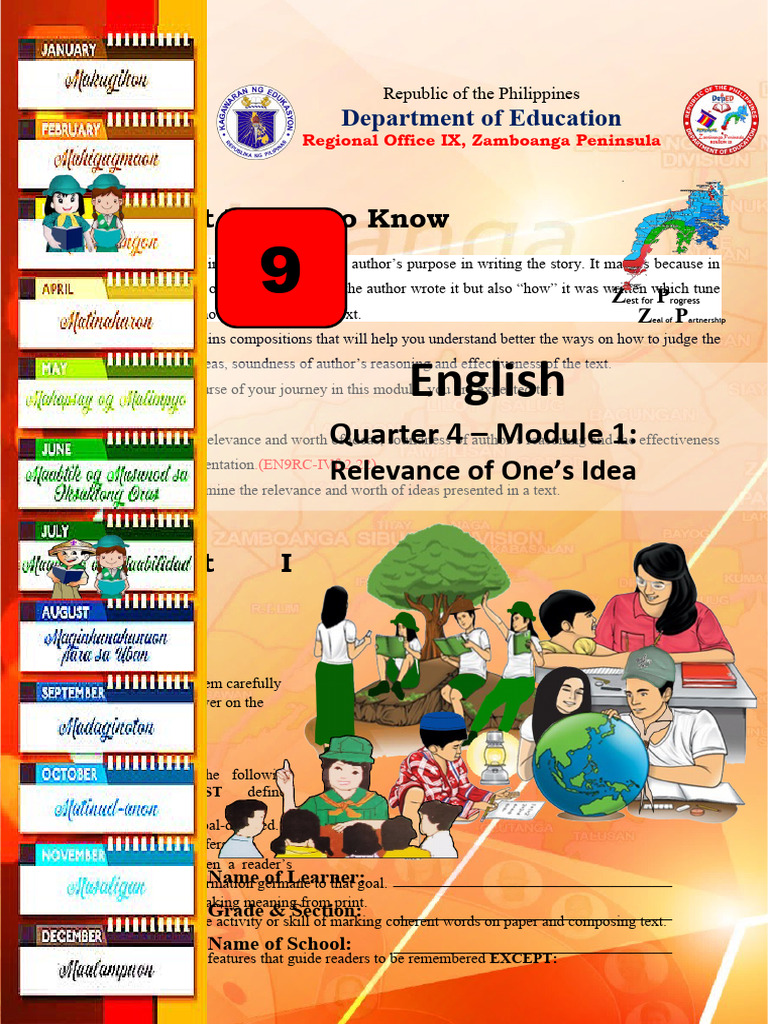 English9 Q4 W1 Mod1 | PDF | Reading Comprehension