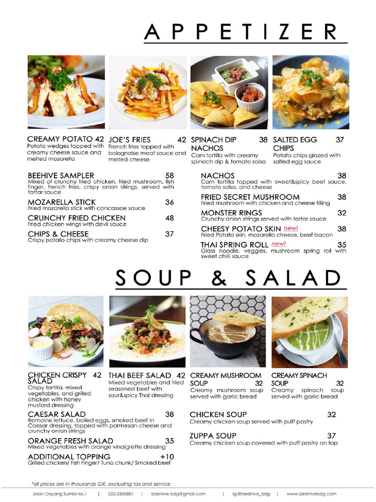 Beehive Menu 2021 | PDF