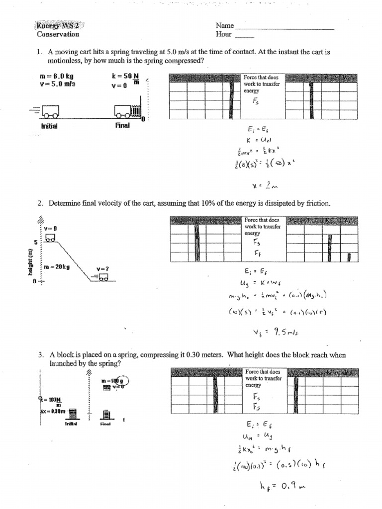 Energy WS 2 Conservation Answer Key | PDF