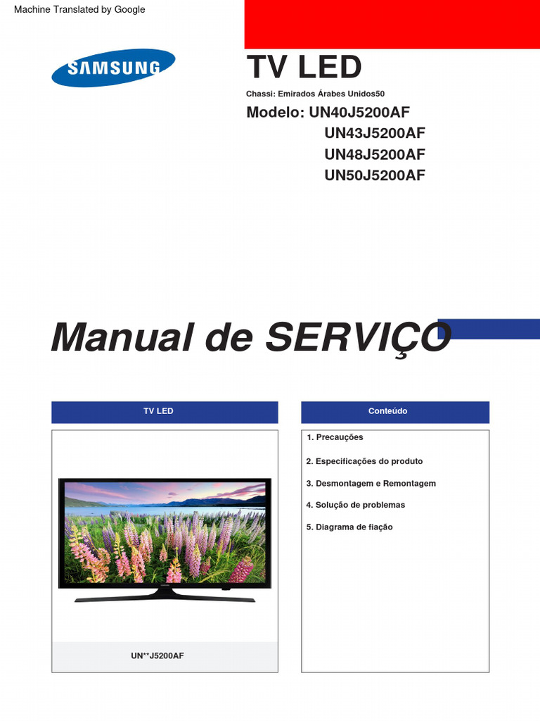 Samsung+Un40j5200af+Chassis+Uae50 Traduzudo | PDF | Eletricidade | HDMI