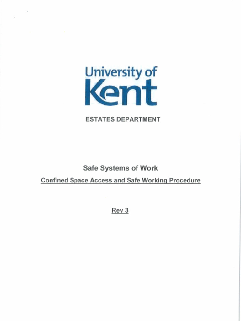SSoW - Confined Spaces Access and Safe Working Procedure | PDF