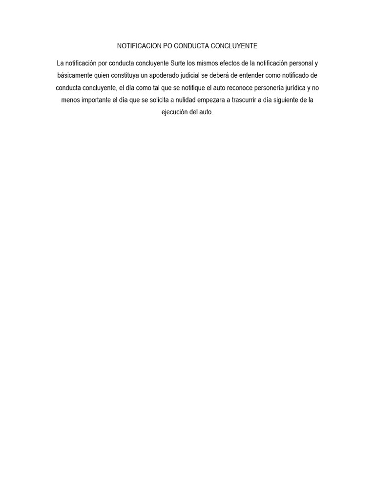 Notificacion Po Conducta Concluyente | PDF