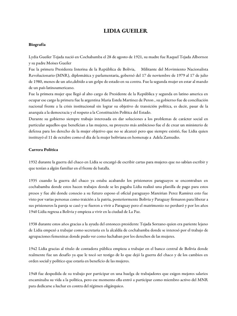 Lidia Guiler | PDF | Bolivia | Gobierno
