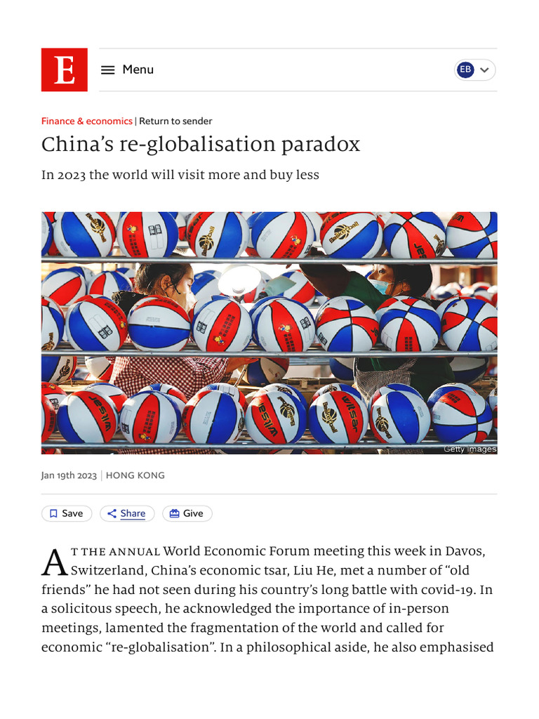 China's Re-Globalisation Paradox - The Economist | PDF | China | World ...