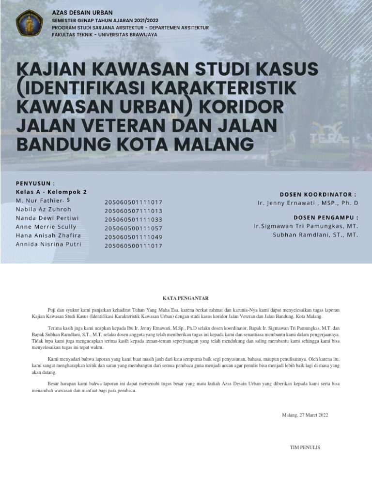 Identifikasi Karakteristik Kawasan Urban (Jl. Veteran Dan Jl. Bandung ...