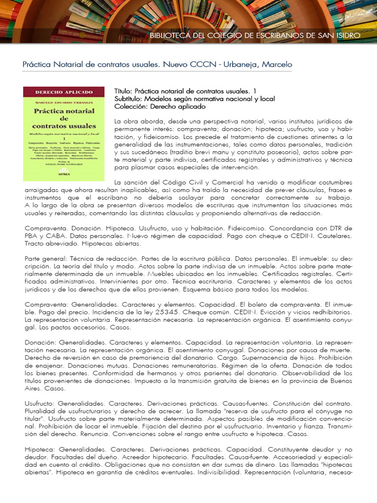 Práctica Notarial de Contratos CCCN | PDF | Ley de fideicomiso | Préstamo hipotecario