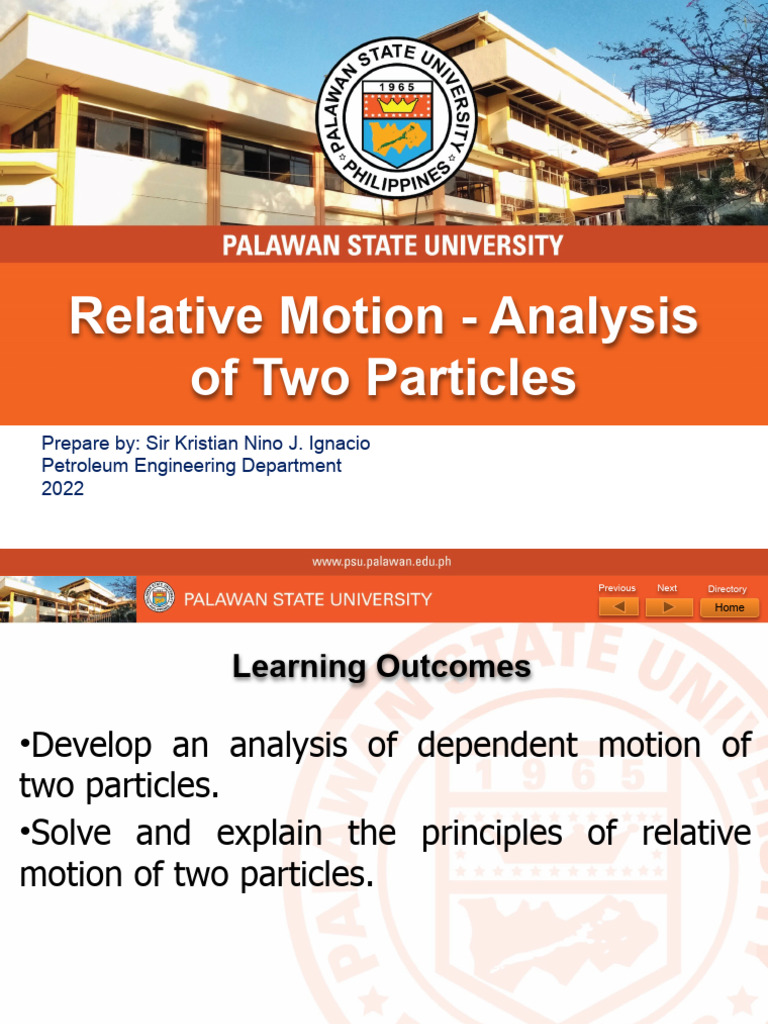 Relative Motion-Analysis of Two Particles | PDF | Equations | Derivative