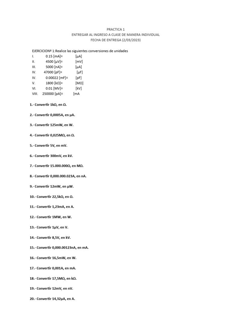 Practica 1 CONVERSIONES | PDF