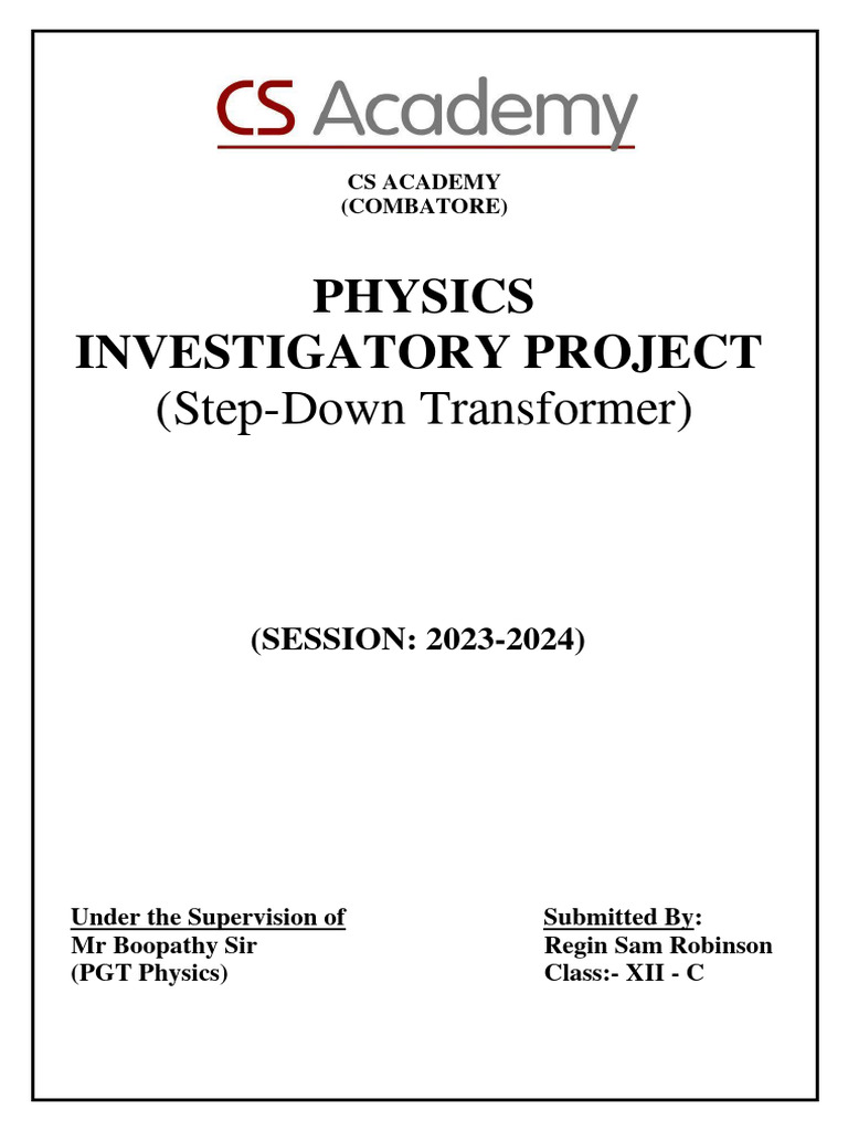 Physics Project Pdf Transformer Inductor