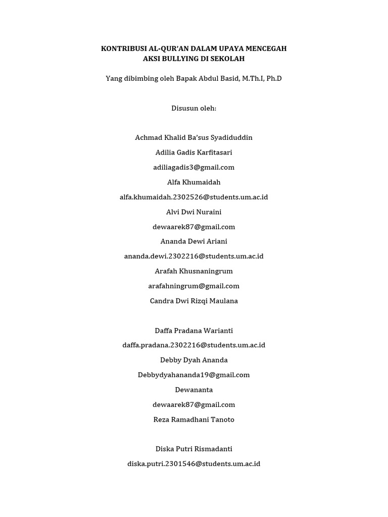 Uts Bullying Kelompok 1 | PDF | Sexual Harassment | Qualitative Research