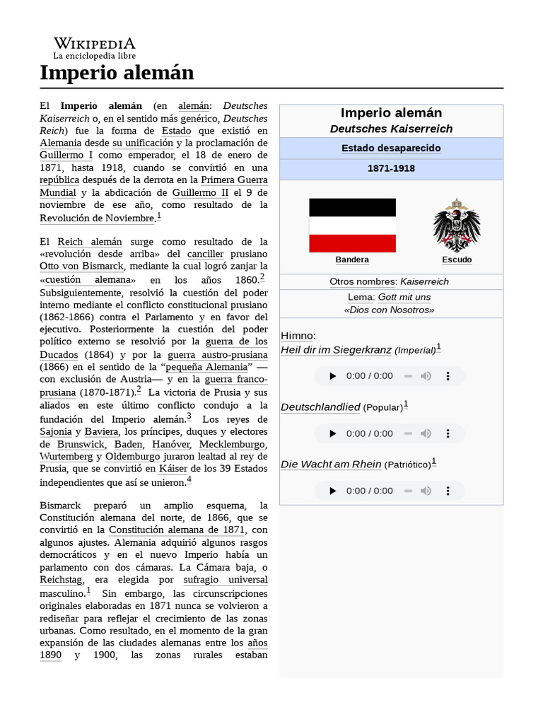 Historia del Imperio Alemán (1871-1918) | PDF | imperio Alemán | Reino ...
