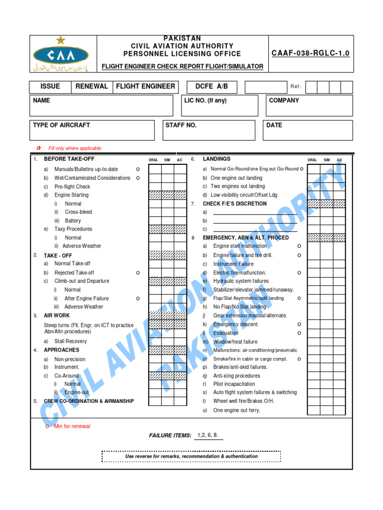 Caaf-038-Rglc-1.0 - Fel - Caaf-638-Flight-Sim-Check | PDF | Aviation ...