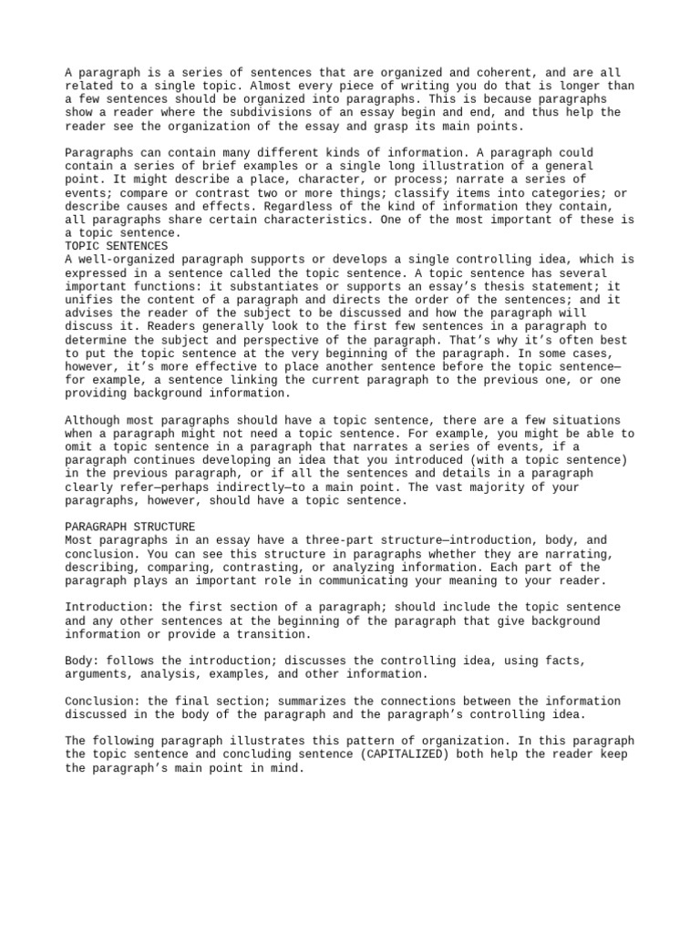 Paragraph Structure and Topic Sentences | PDF | Paragraph | Essays