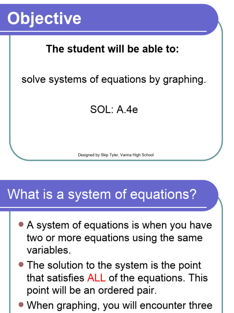 Solve Systems by Graphing | PDF | Equations | Algebra