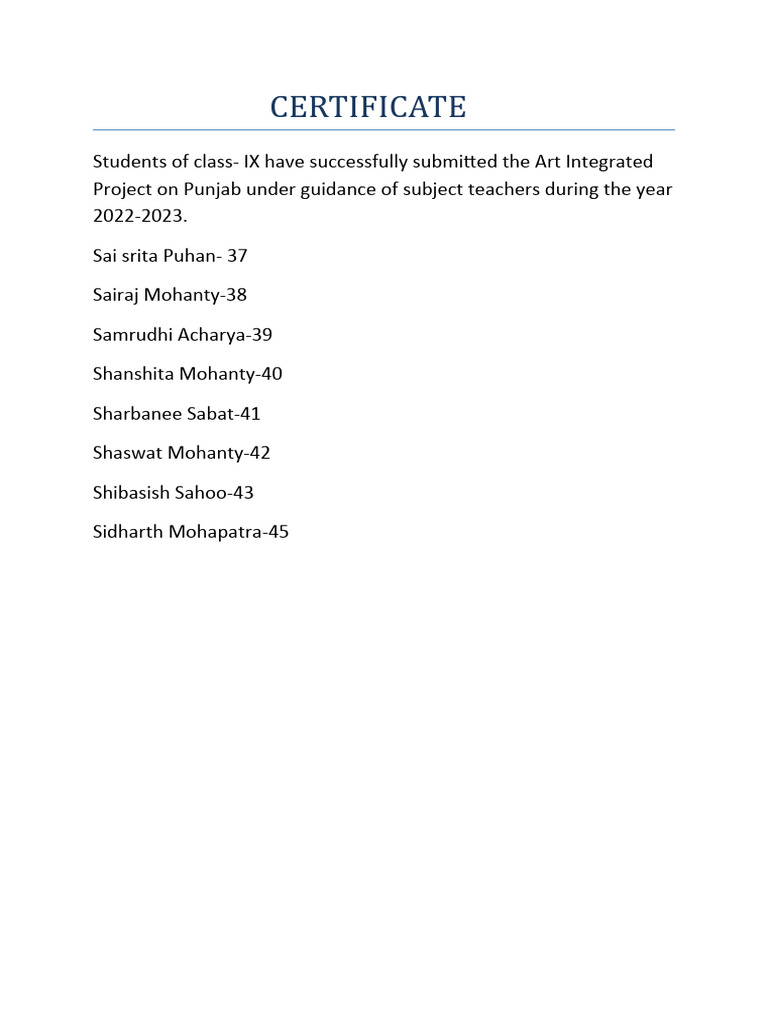 Certificate Art Integrated Project Scieince.... | PDF
