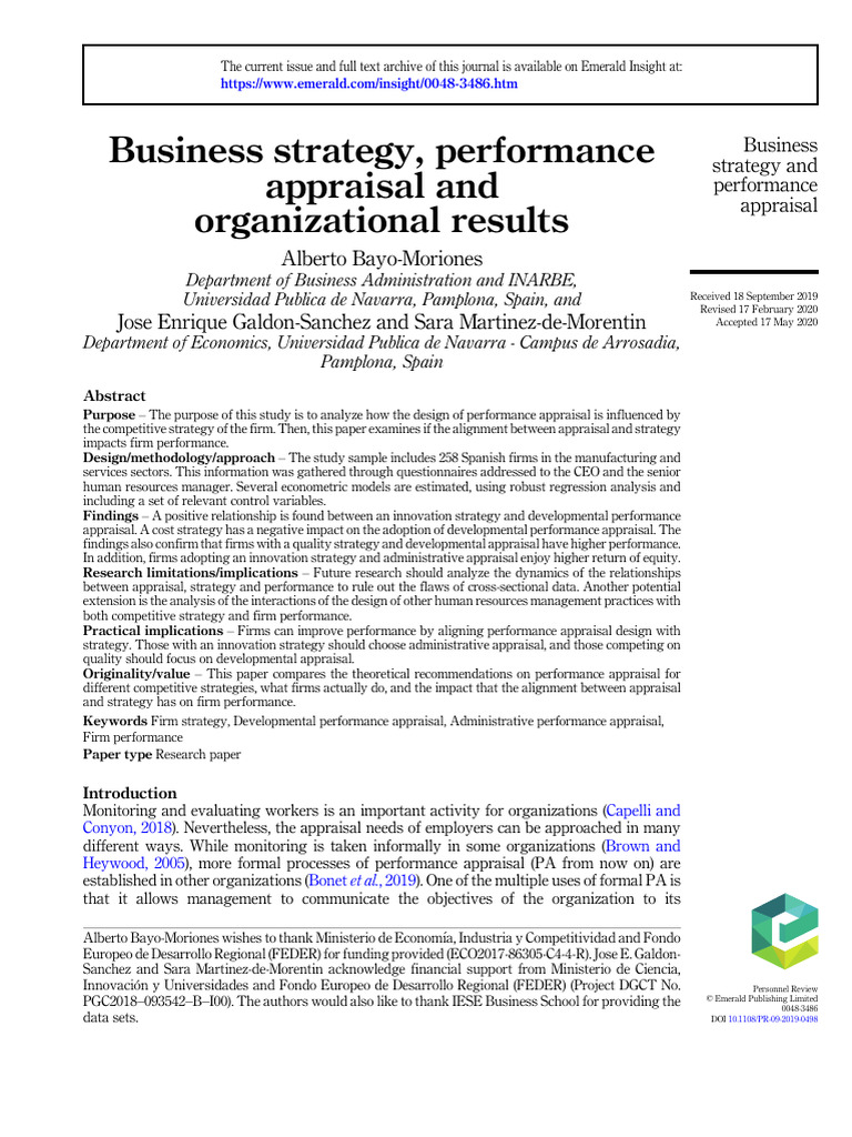 Business Strategy, Performance | PDF | Performance Appraisal | Factor ...