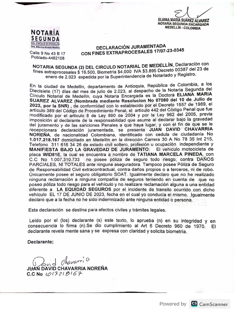 Declaración Juramentada | PDF