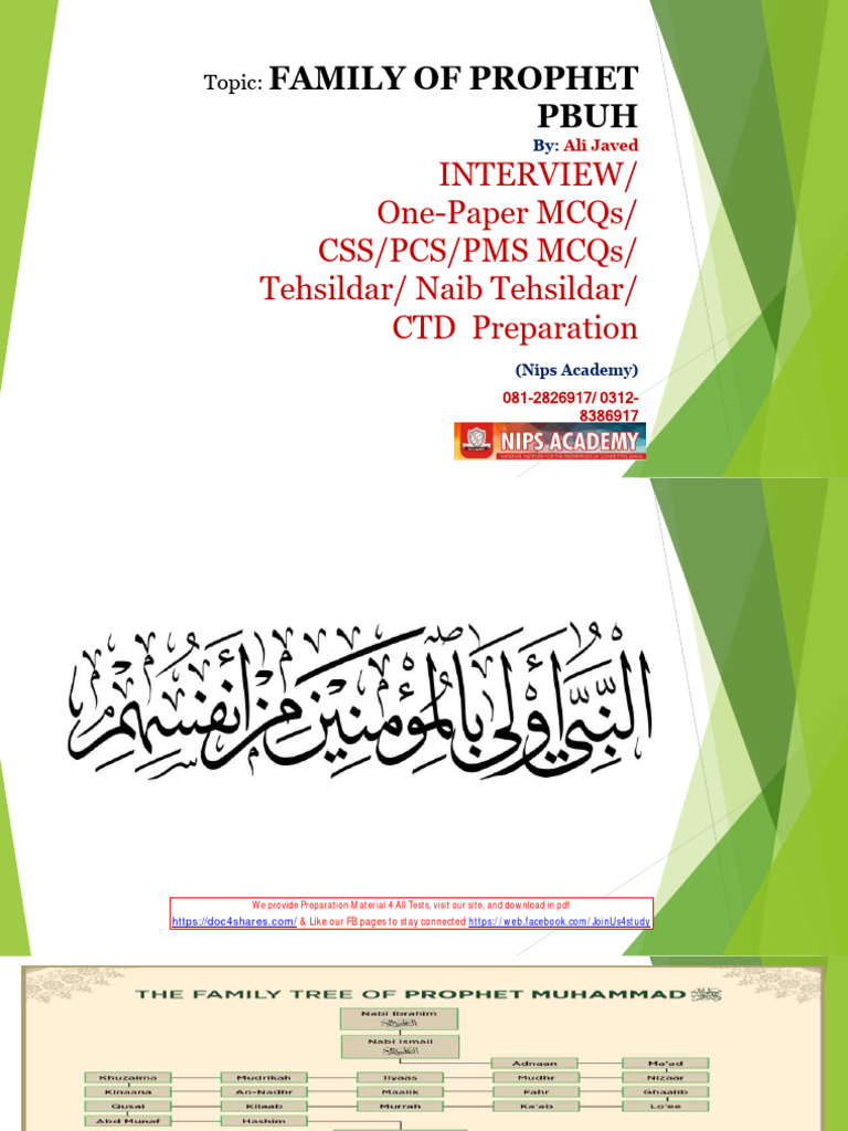 Family of Prophet Muhammad PBUH | PDF | Muhammad | Arabs