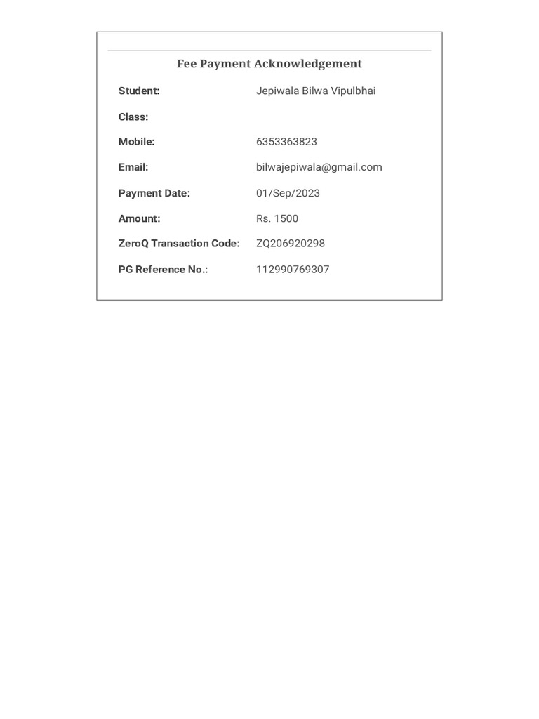 Fee Payment Acknowledgement | PDF