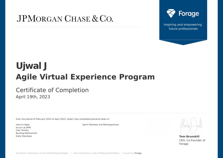 JPMorgan Chase & Co. Agile - Completion - Certificate | PDF