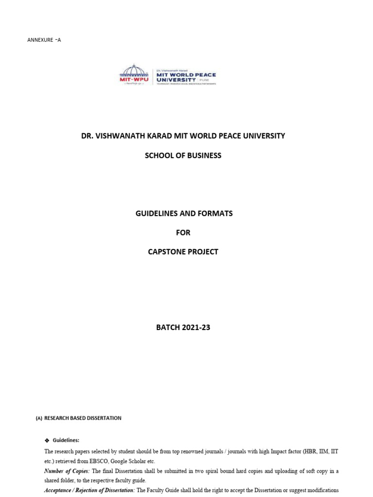 Capstone Project - Annexure-A (Batch 2022-23) | PDF | Thesis | Publishing