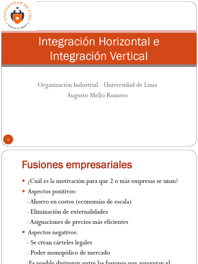OI-Lección 14 Integracion Horizontal y Vertical | PDF | Monopolio ...