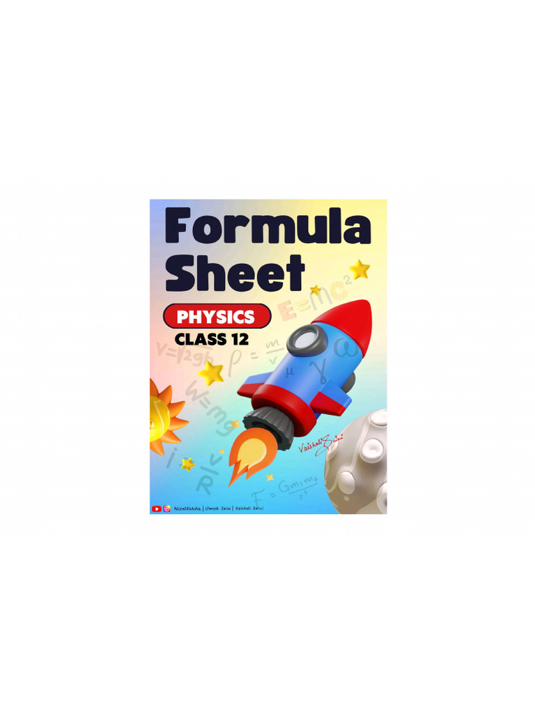 NCERT Kaksha Formula Sheets Physics Class 12th | PDF