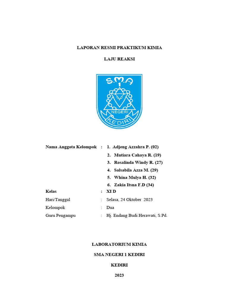 Laporan Praktikum Laju Reaksi Pdf