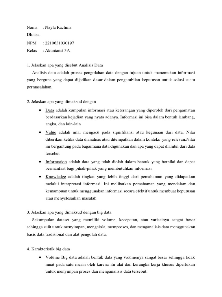 Nayla Rachma Dhanisa - Quiz 1 | PDF