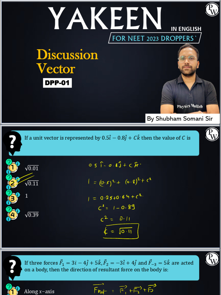 Yakeen: Vectors Mind Map for NEET | PDF | Euclidean Vector | Force