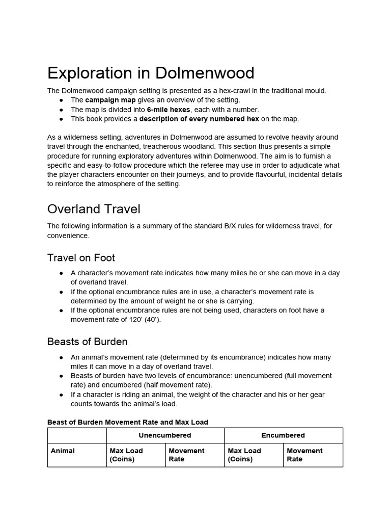 Dolmenwood Exploration Guide | PDF | Horses | Foraging