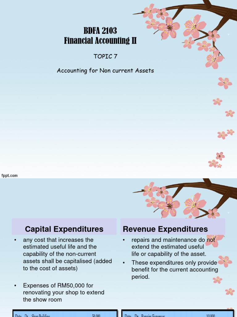 T7 Accounting For Non Current Assets | PDF | Depreciation | Goodwill ...