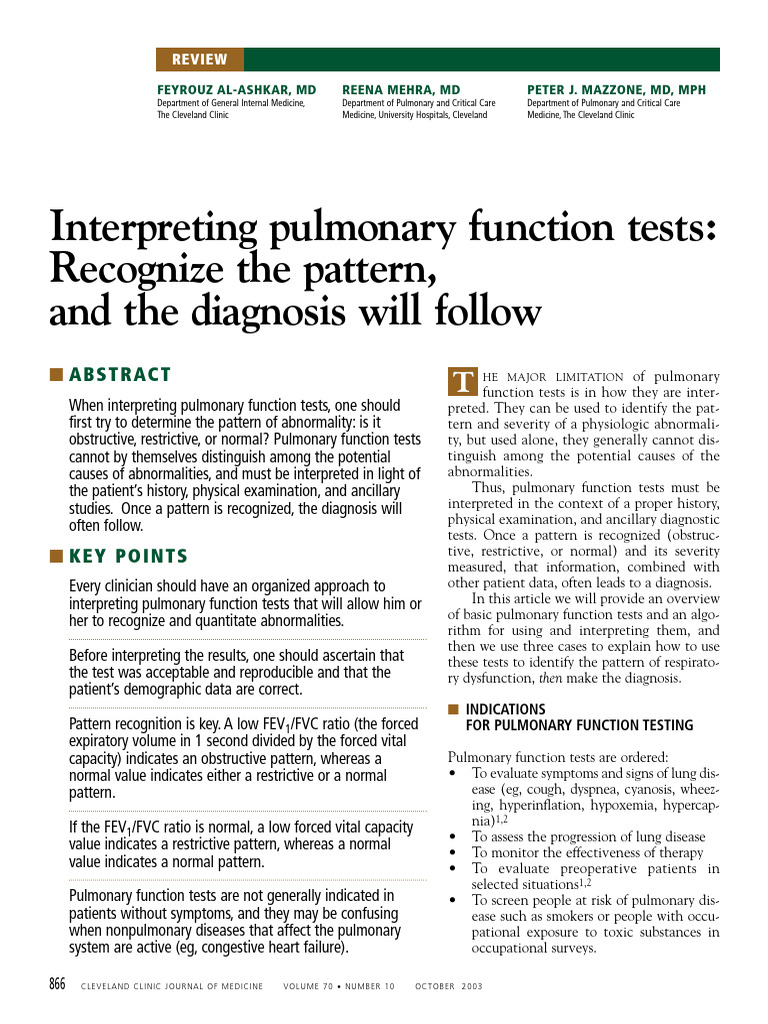 5.12.02 How To Interpret Pulmonary Function Tests 1 | PDF | Exhalation ...