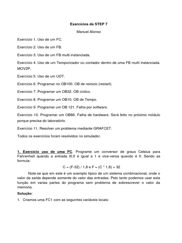 Exercicios de STEP 7 | PDF | Lógica | Unidade central de processamento