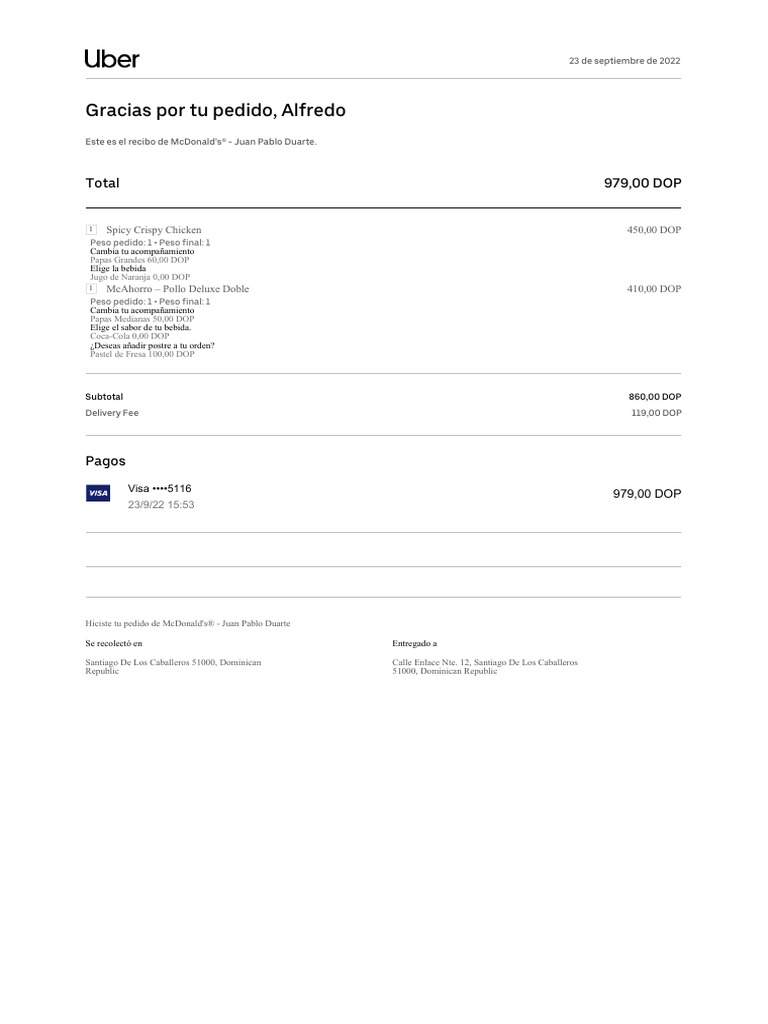 Recibo Uber Eats | PDF
