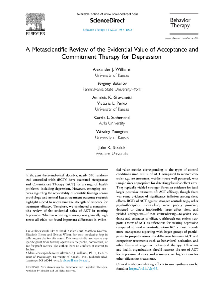 A Metascientific Review of Evidential Value of Acceptance and ...