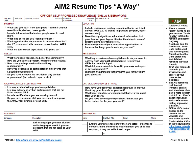 AIM Resume Guidance | PDF | Résumé | Behavior Modification
