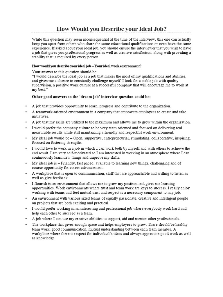Ideal Job Interview Tips | PDF | Mentorship | Business