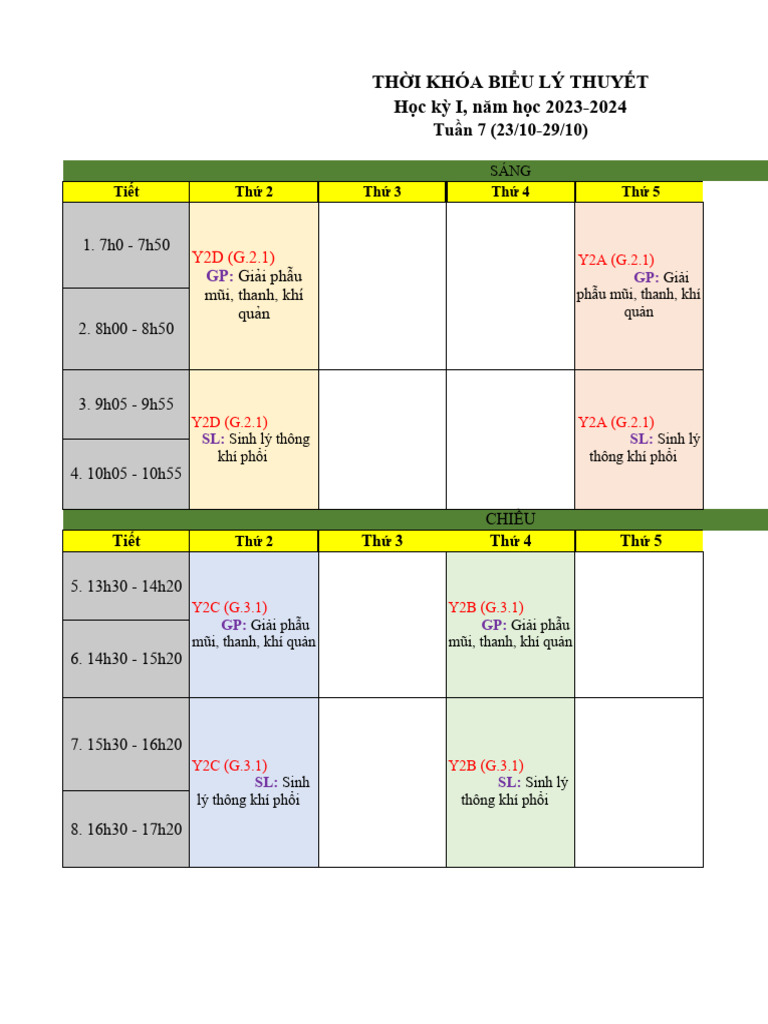 M8 TKB lý thuyết HK I năm 2023 2024 | PDF