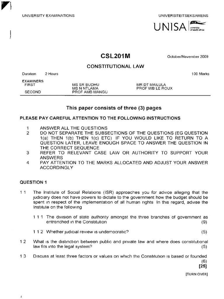 CSL2601 Passt Paper 1 | PDF