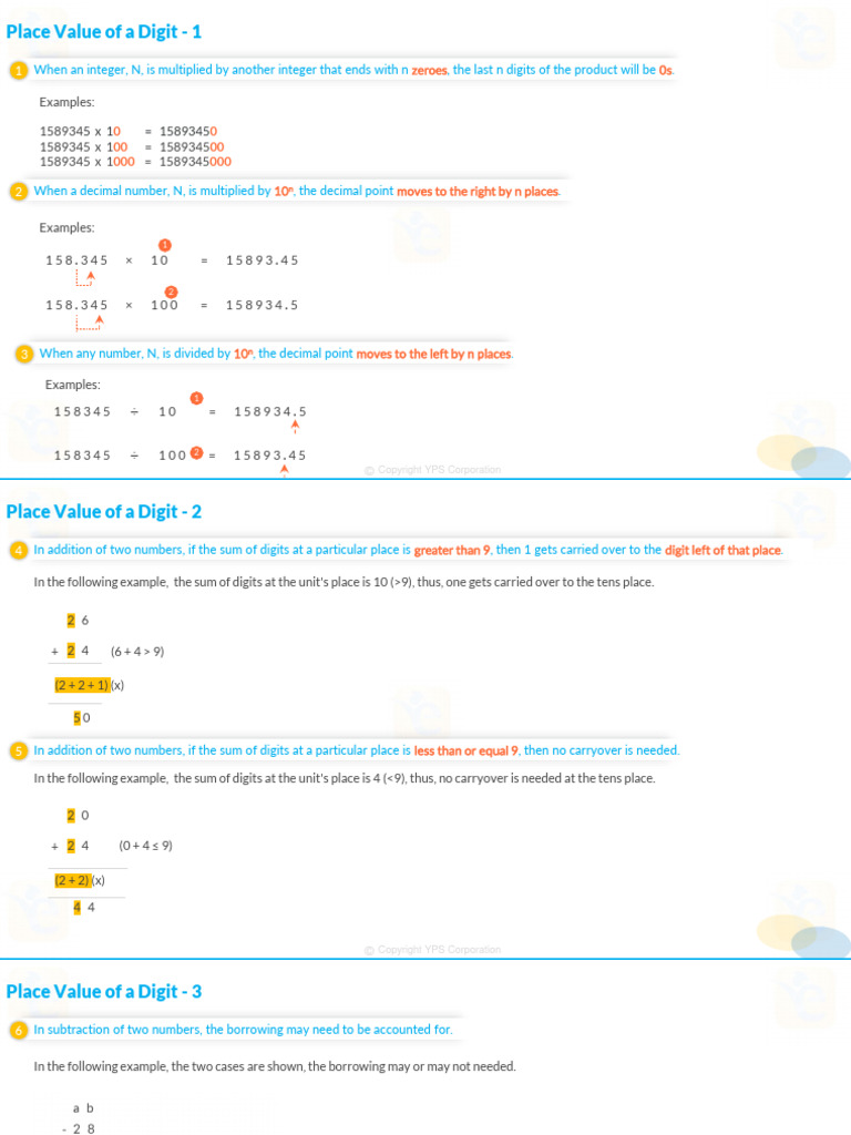 9.place Value of A Digit Summary | PDF | Decimal | Numbers
