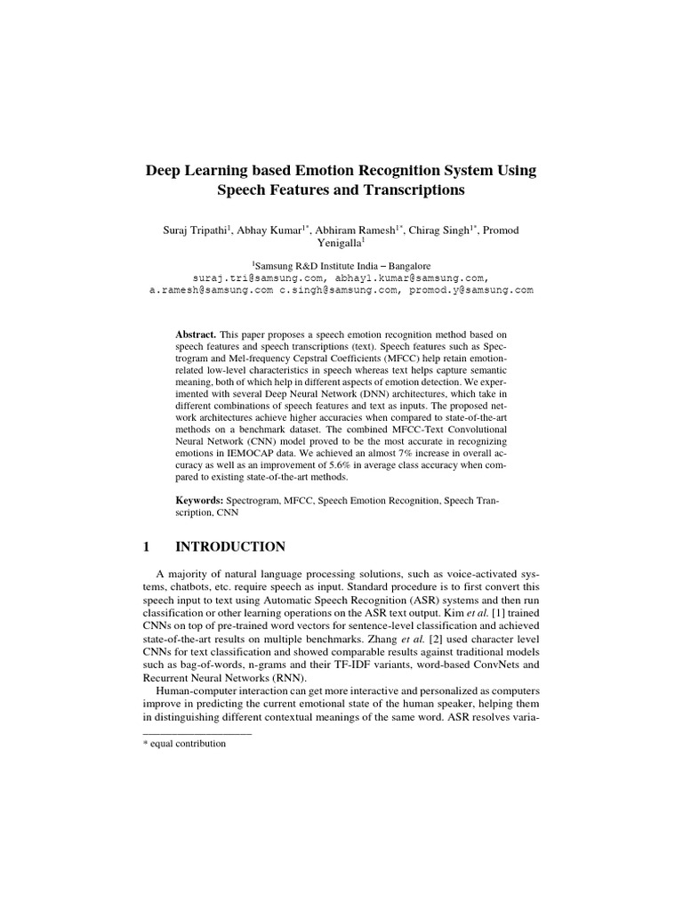Deep Learning Based Emotion Recognition System Using Speech Features ...